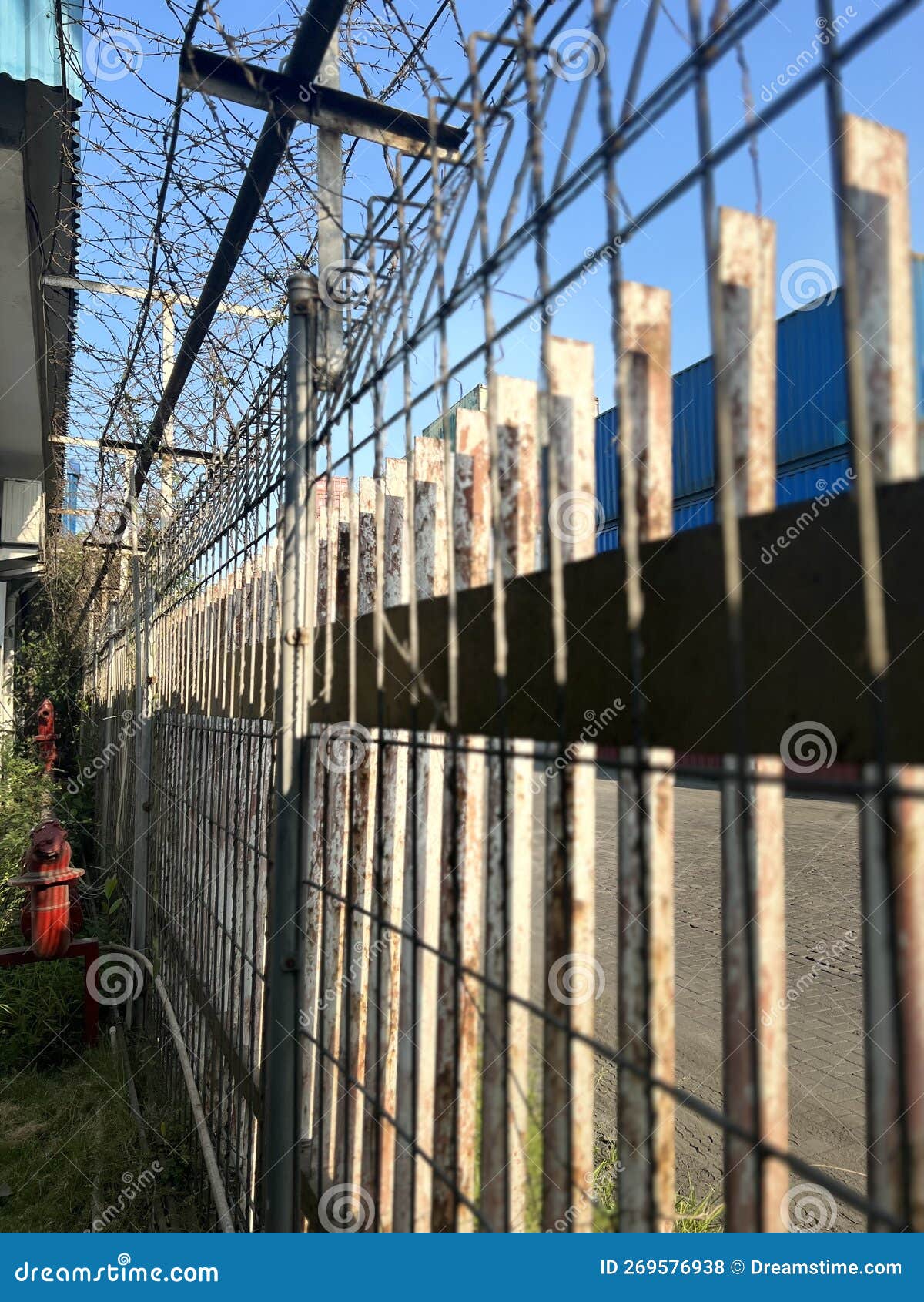 Container Terminal Security Guardrail Stock Photo - Image of border ...