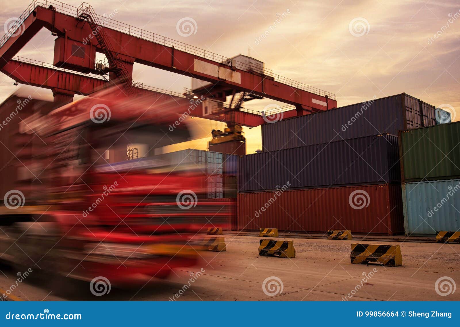 Container terminal stock photo. Image of heavy, equipment - 99856664