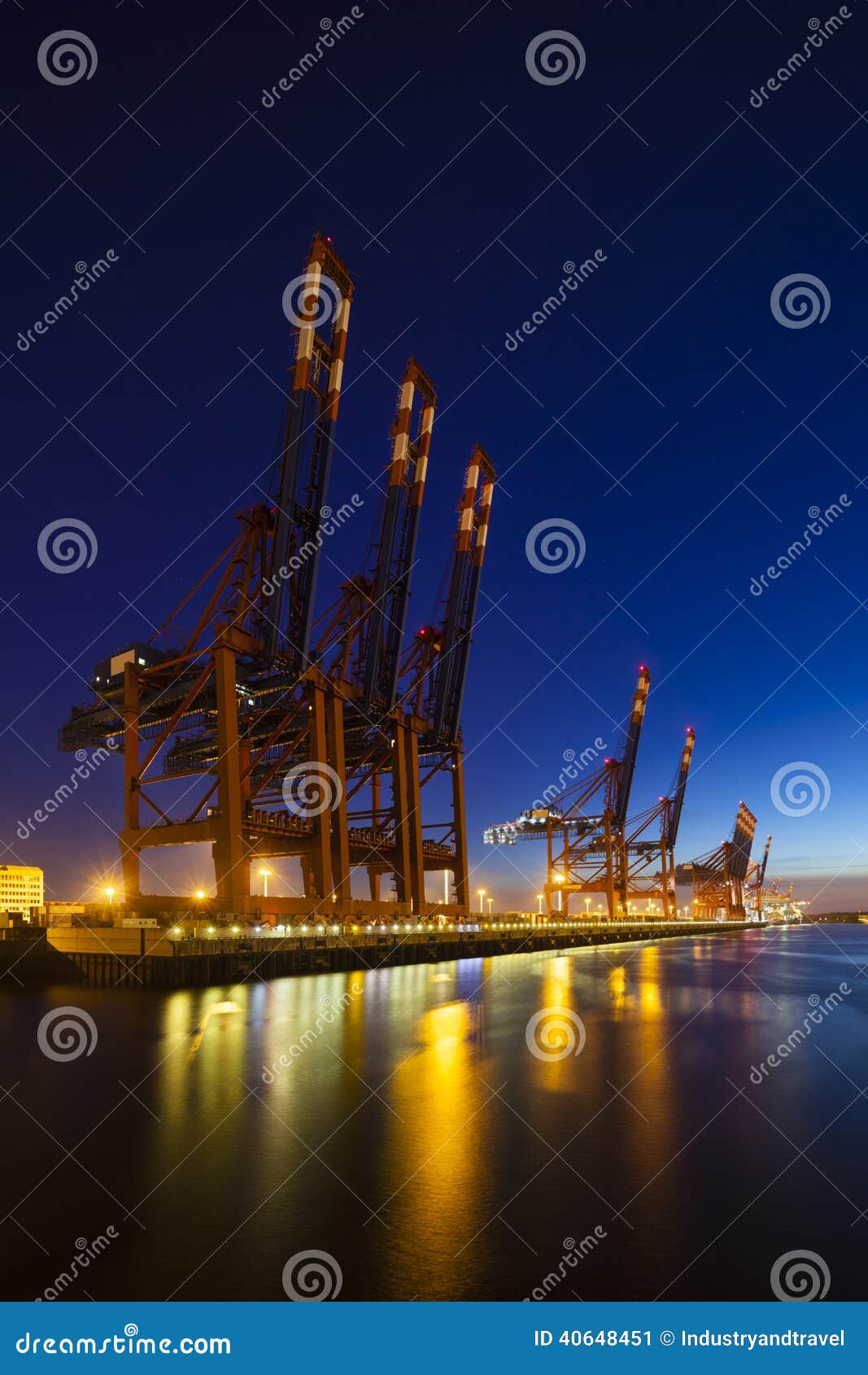Container Terminals at Night Stock Image - Image of dark, hamburg: 40648451