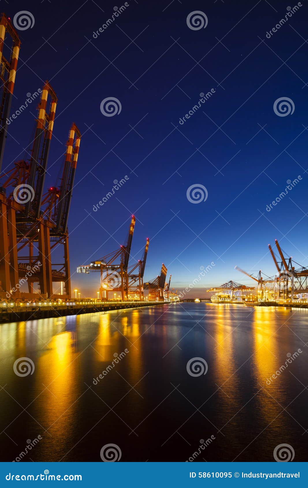 Container Terminals at Night Stock Image - Image of industry, freight ...
