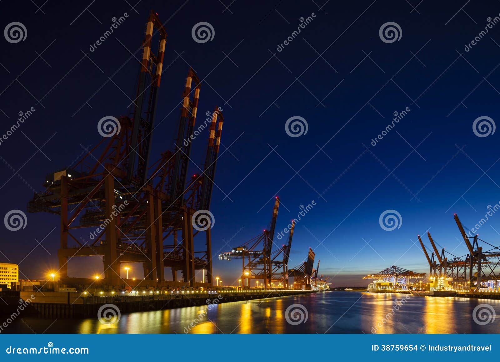 Container Terminals at Night Stock Photo - Image of germany, industry ...