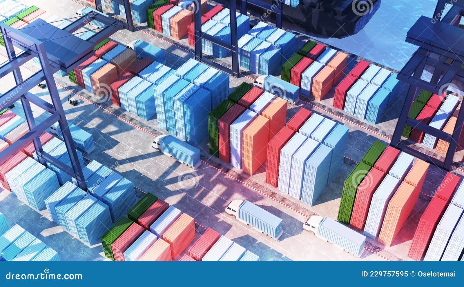 Container Terminals in Port and Container Shipping,large Cargo Port ...