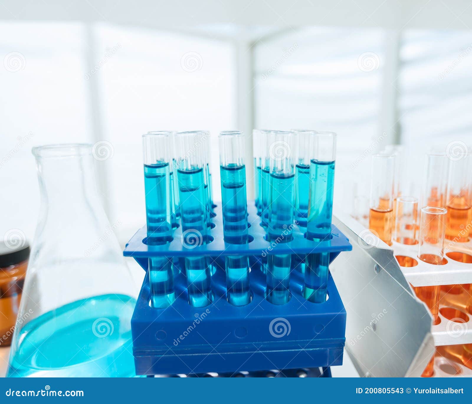 Container with Test Tubes on the Table in the Laboratory. Stock Image ...