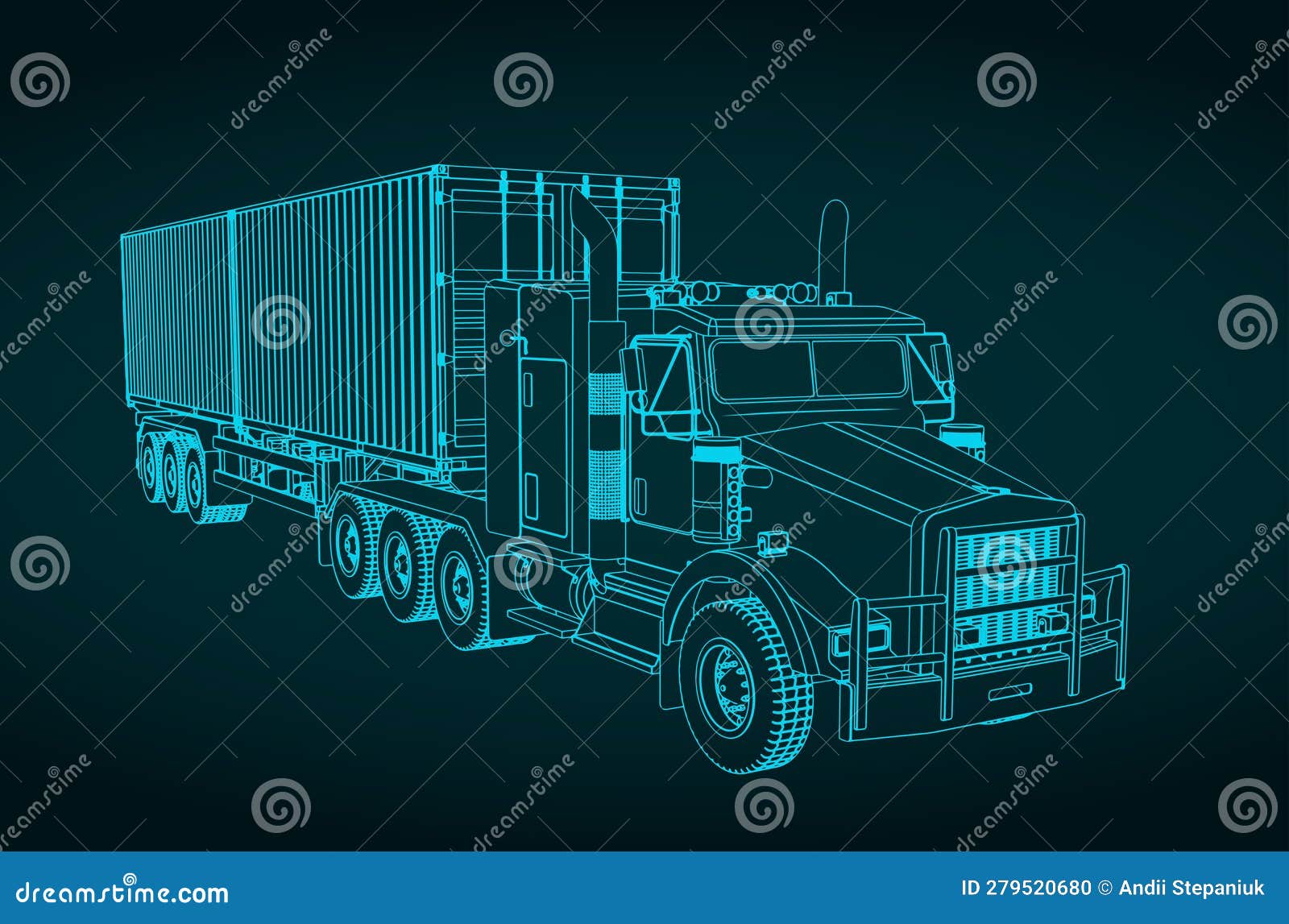 Container Tractor Trailer Truck Stock Vector - Illustration of business ...