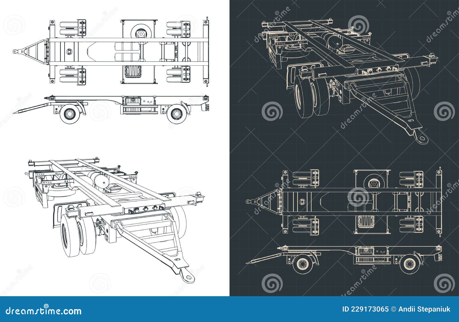Container Trailer Blueprints Stock Vector - Illustration of vehicle ...