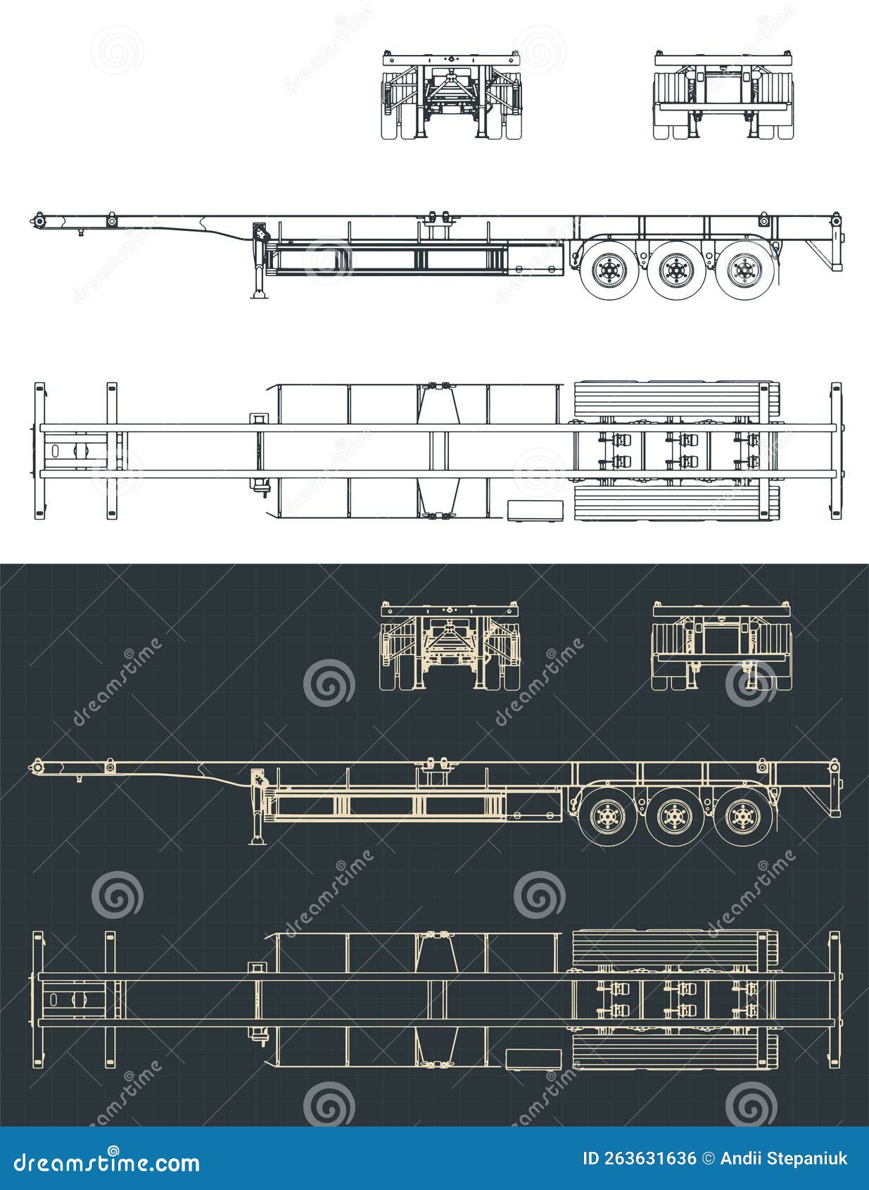 Container Trailer Blueprints Stock Vector - Illustration of freight ...