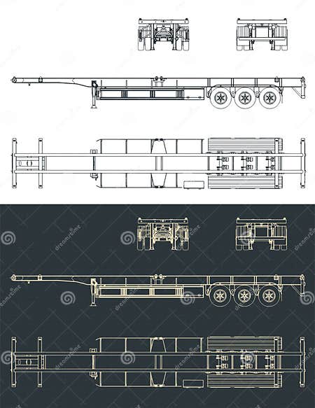 Container Trailer Blueprints Stock Vector - Illustration of freight ...