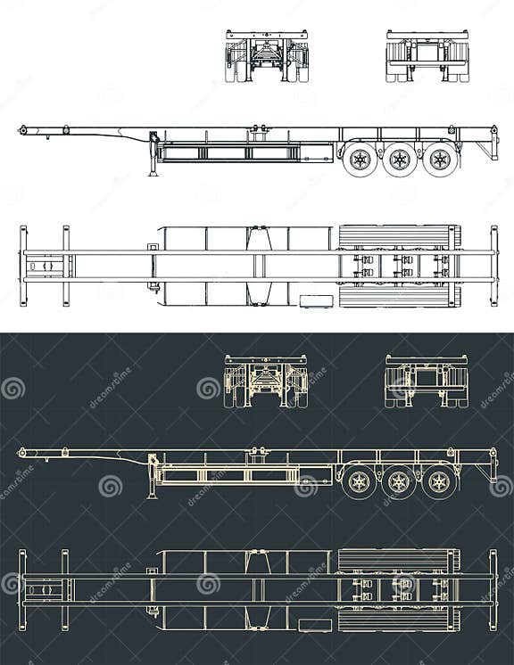 Container Trailer Blueprints Stock Vector - Illustration of freight ...