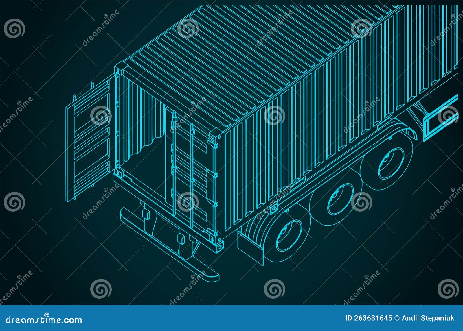 Container trailer close-up stock vector. Illustration of shipping ...