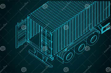 Container trailer close-up stock vector. Illustration of shipping ...