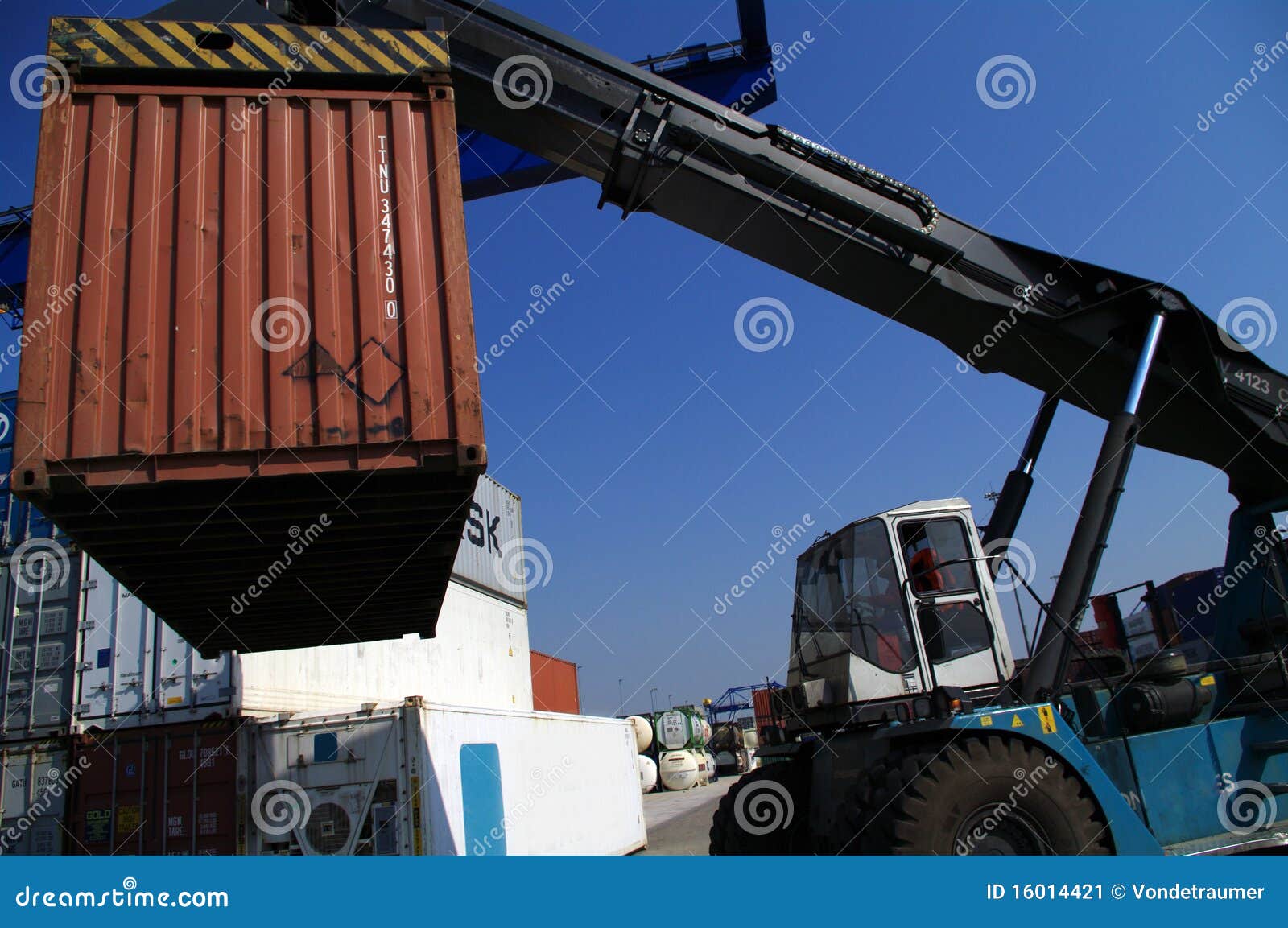 Container Transport Vehicle Closeup at Harbor Stock Image - Image of ...