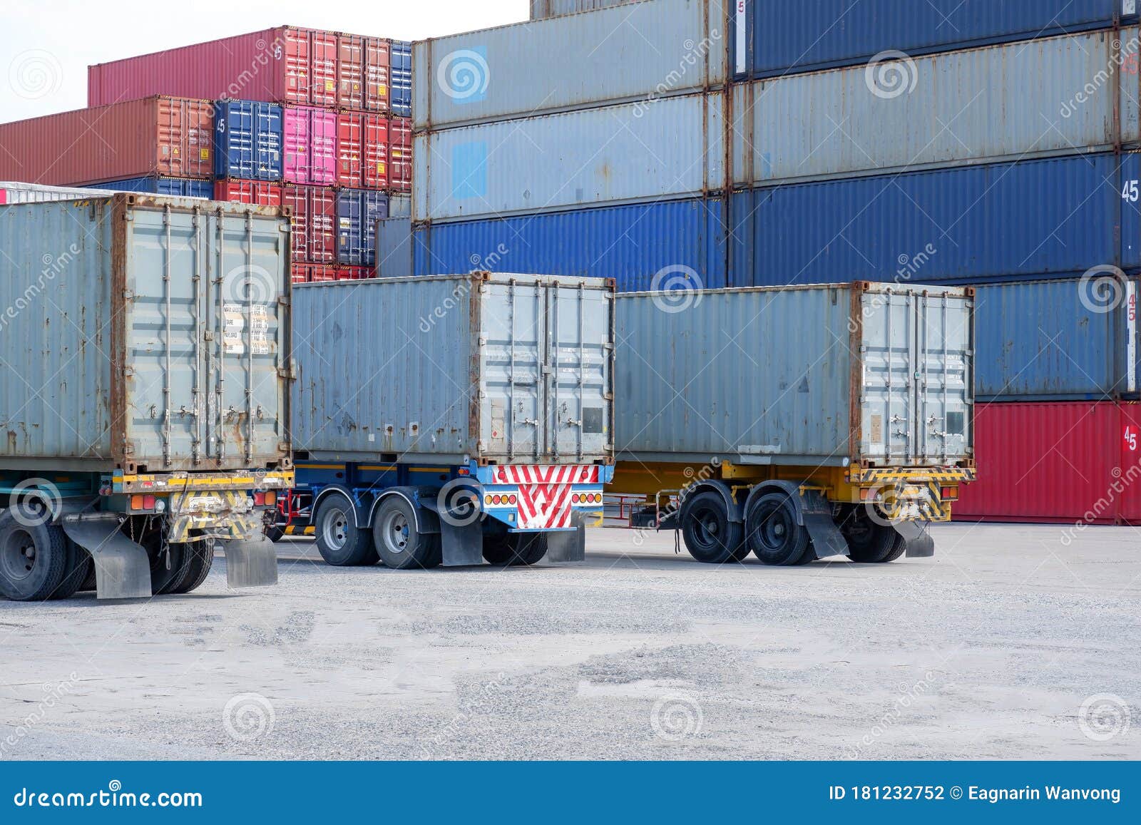 Container Transportation Truck Rear View Editorial Photography - Image ...