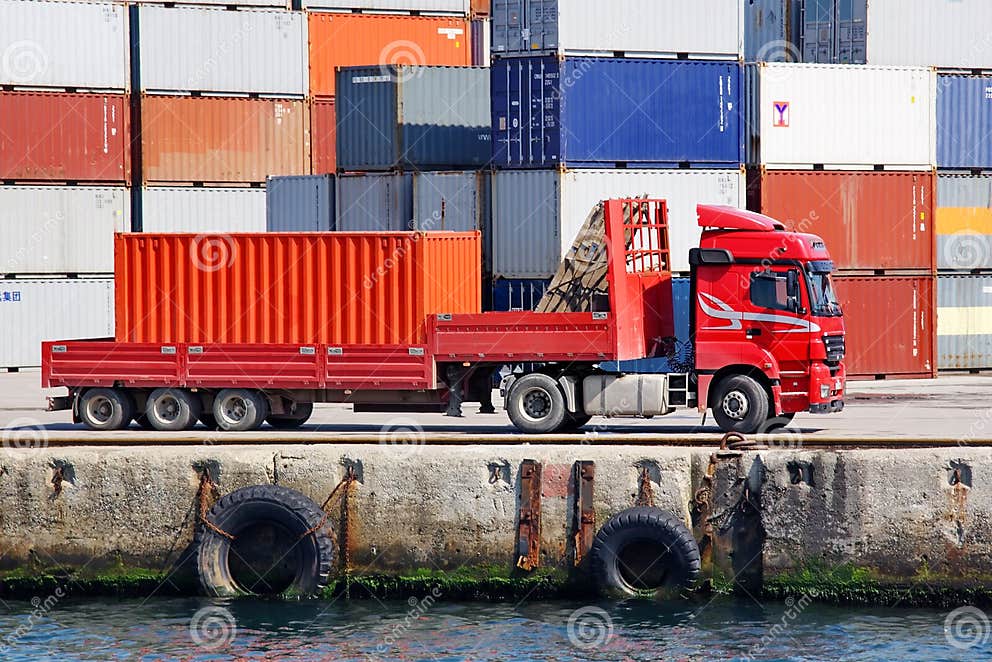 Container truck stock photo. Image of diesel, commercial - 9088678
