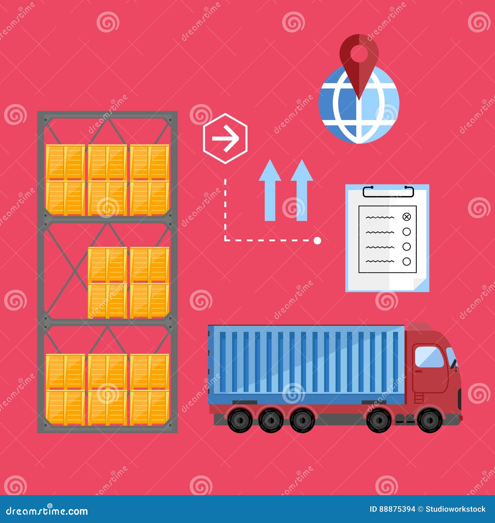 Container truck concept stock illustration. Illustration of traffic ...