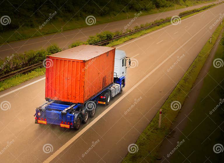 The container truck. stock photo. Image of economy, highway - 43274134