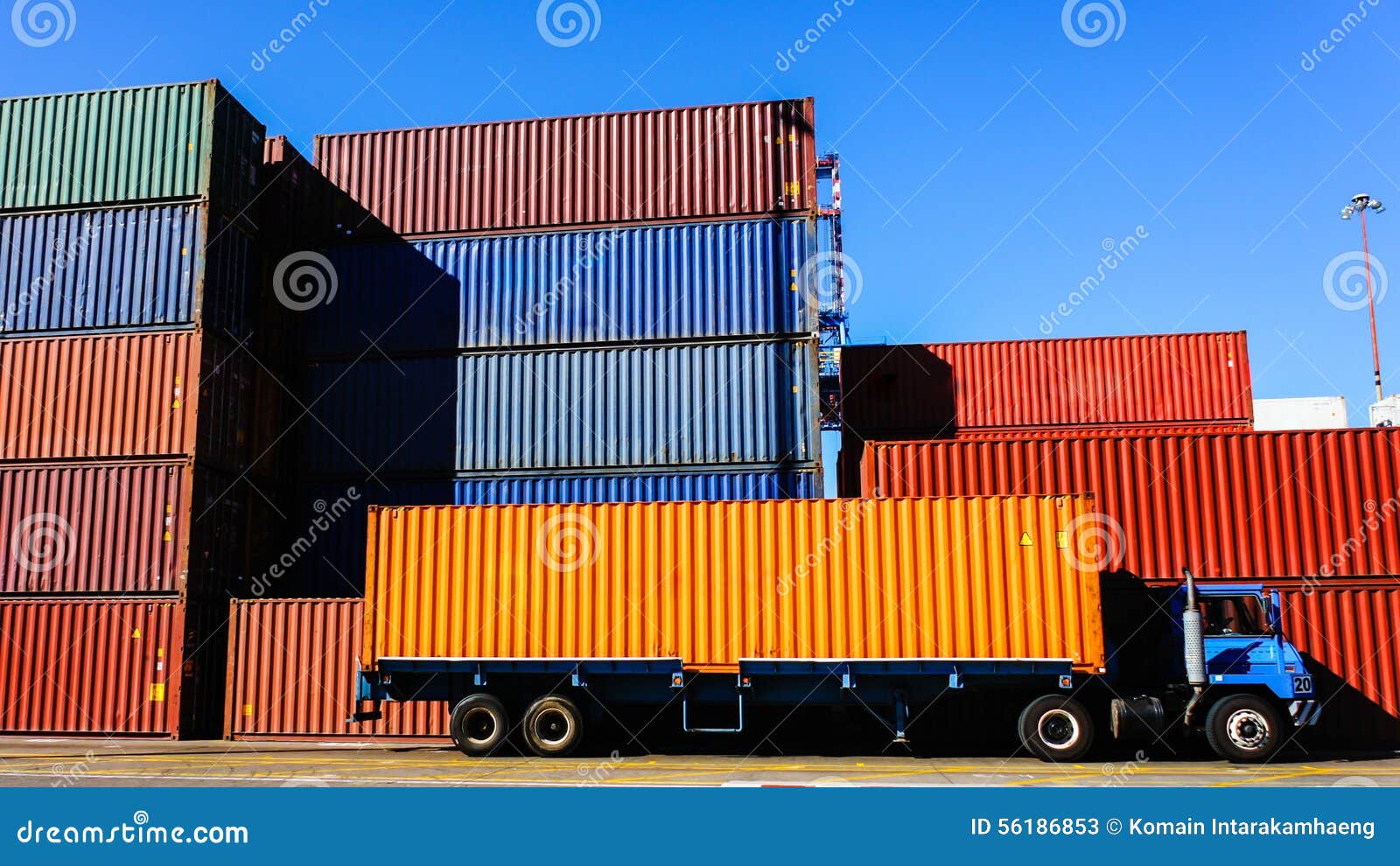 Container and Truck in the Port Stock Image - Image of majestic ...
