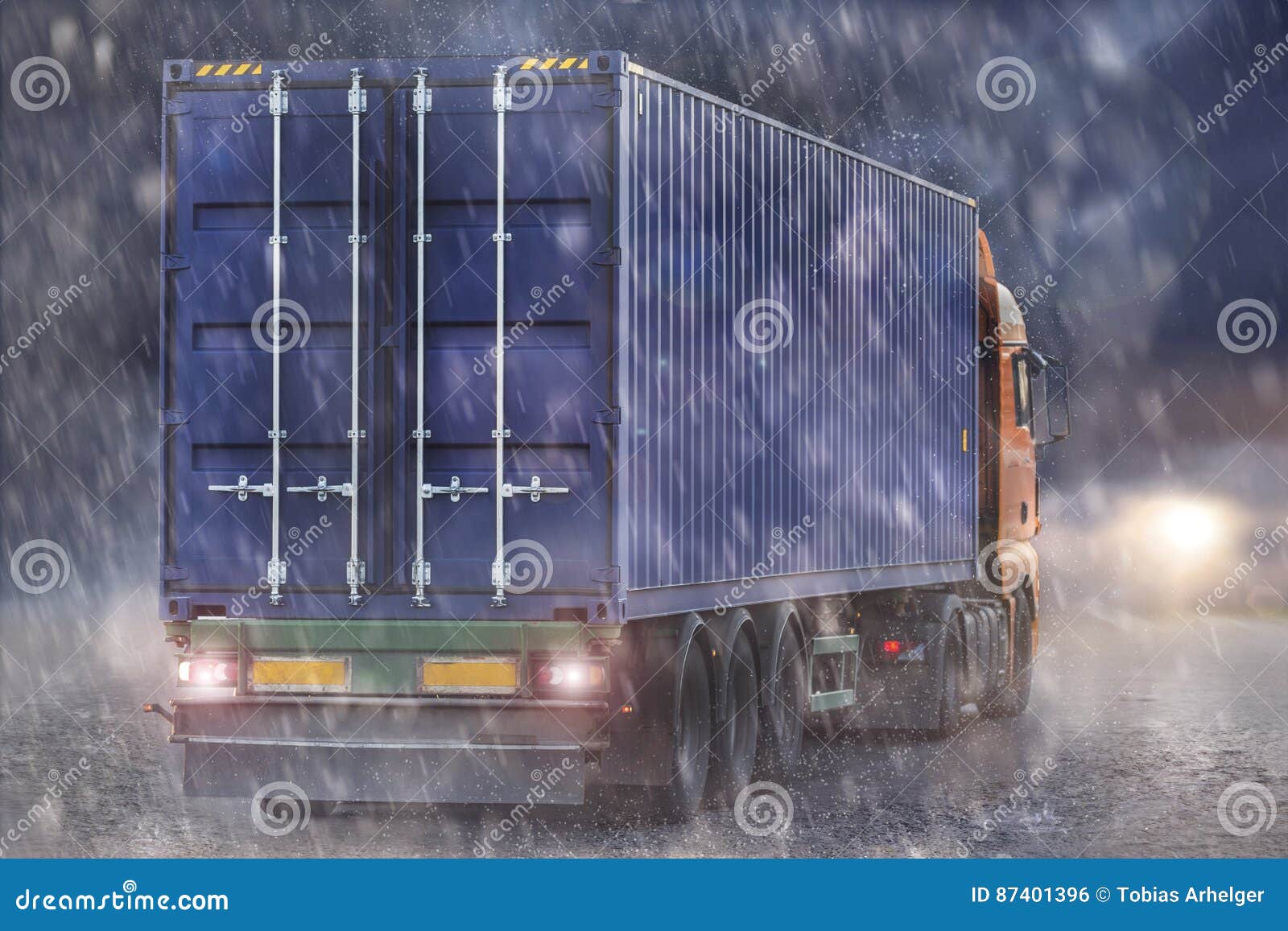 Container Truck Rain and Sun Concept Stock Illustration - Illustration ...