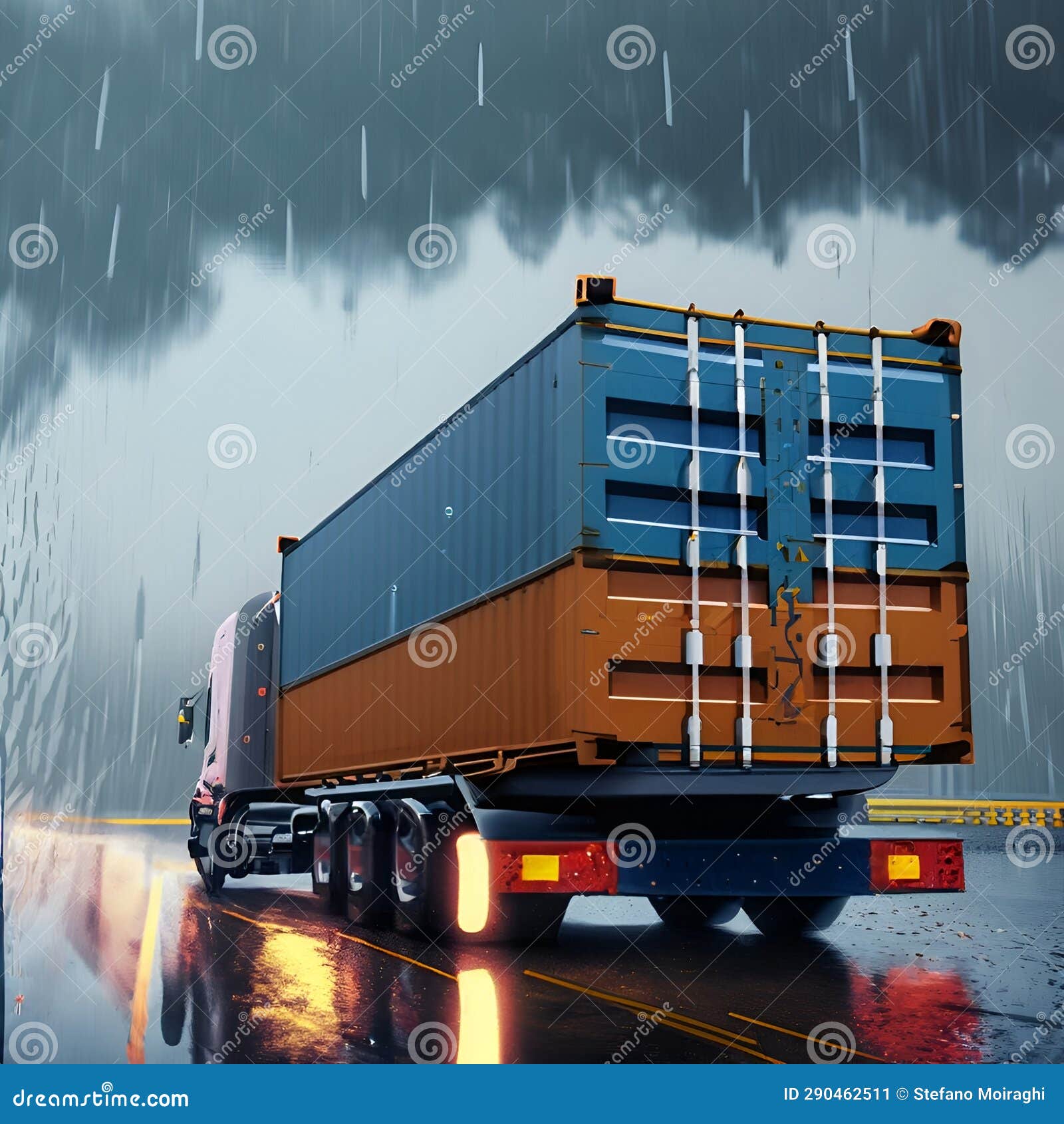 Container Truck on the Road Logistica Illustration Stock Illustration ...