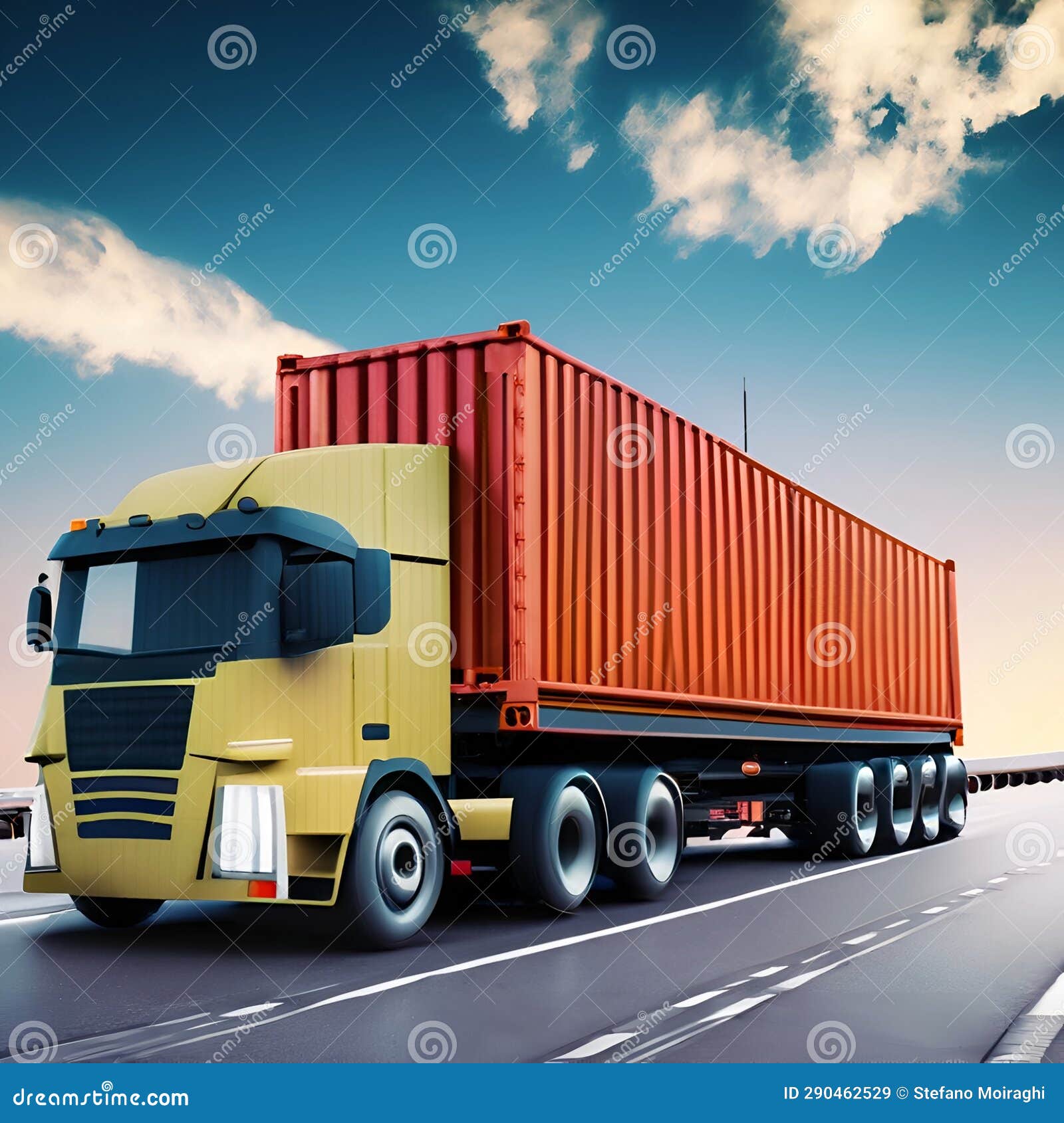 Container Truck on the Road Logistica Illustration Stock Illustration ...