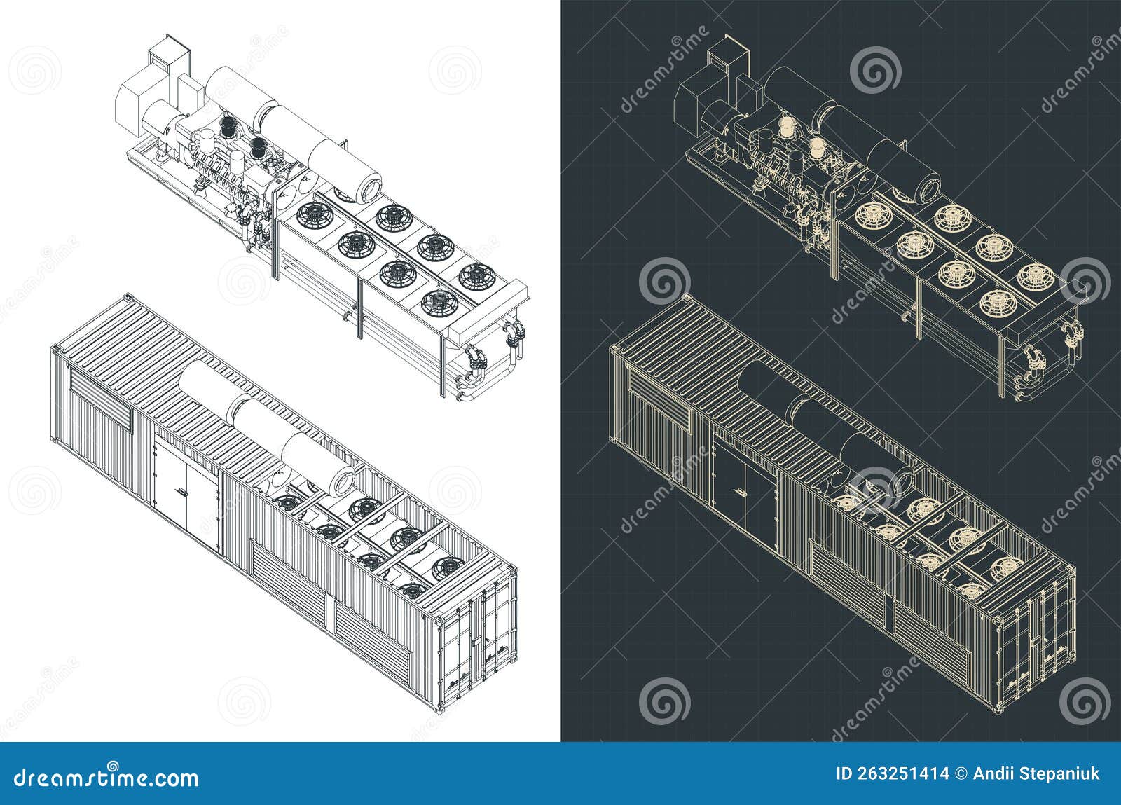 Container Type Generator Structure Blueprint Stock Vector ...