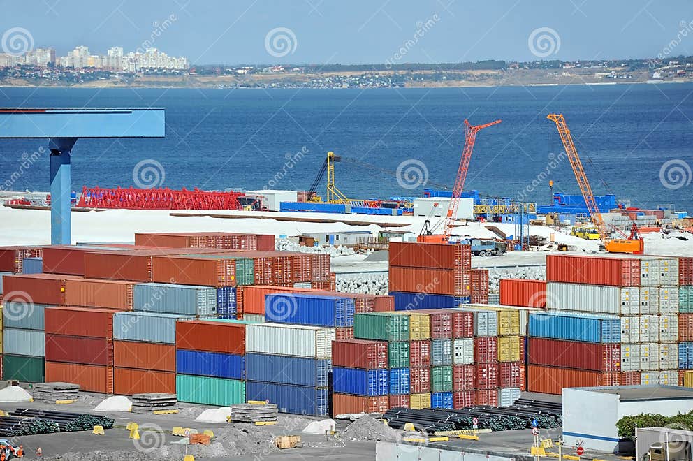 Container Under Port Cargo Crane Stock Photo - Image of bight, port ...