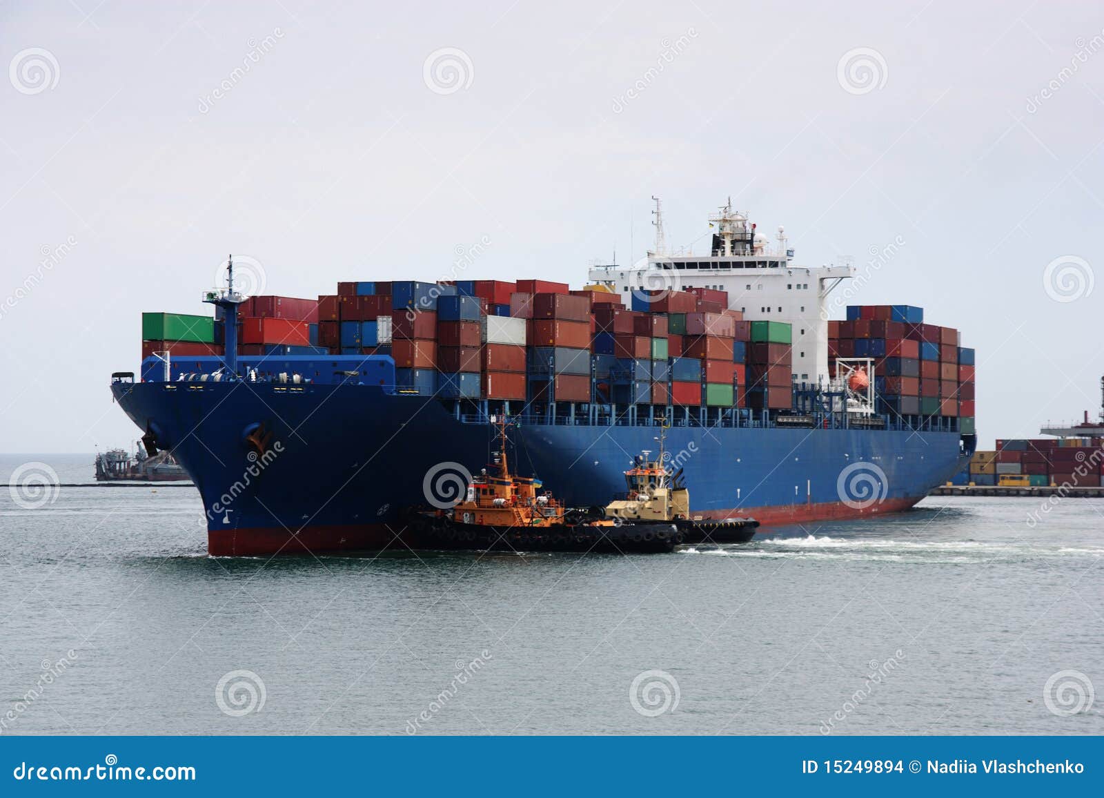 Container vessel stock photo. Image of coast, industry - 15249894