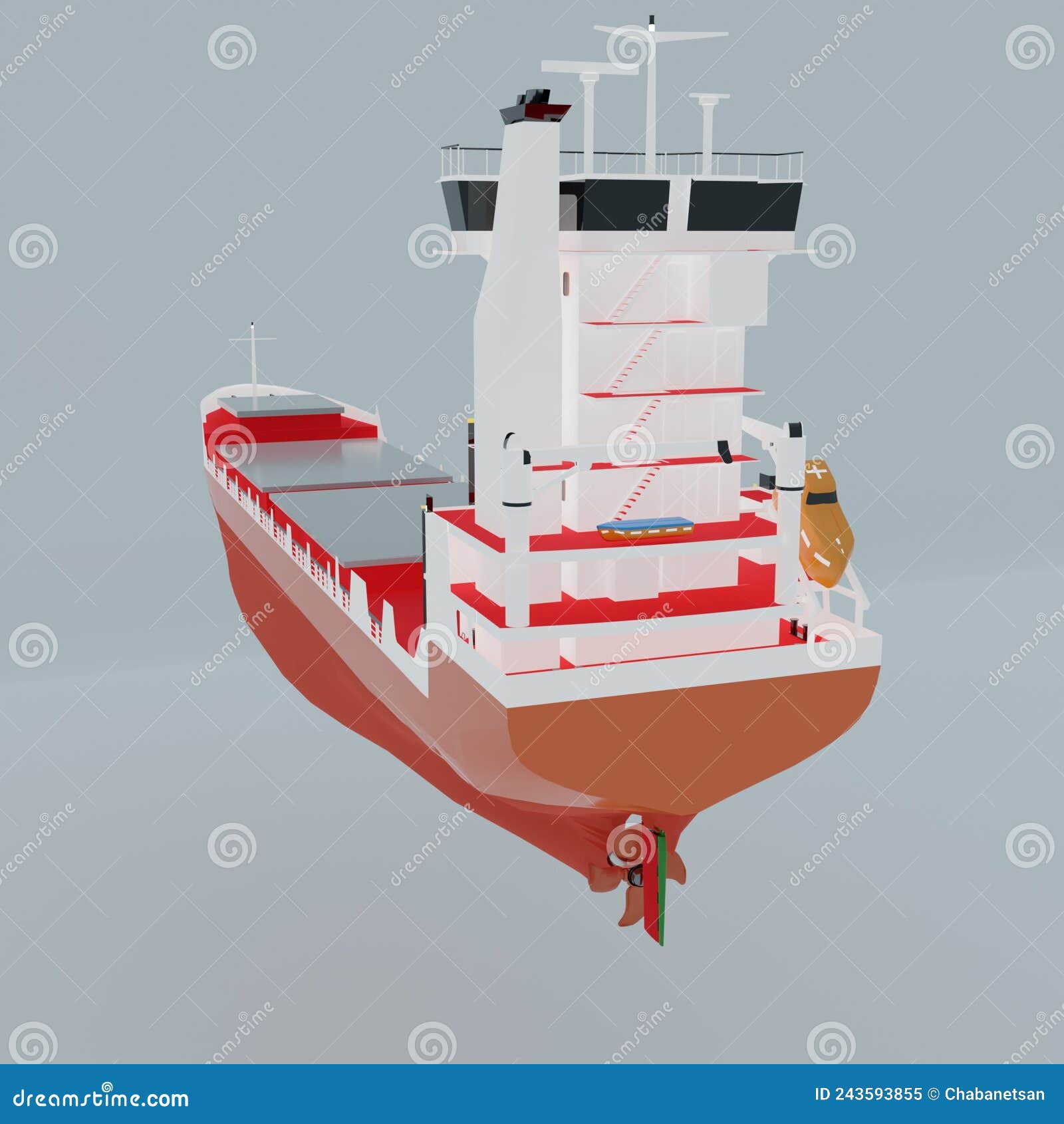 Container Vessel 3D Render. Container Feeder Vessel Stock Illustration ...