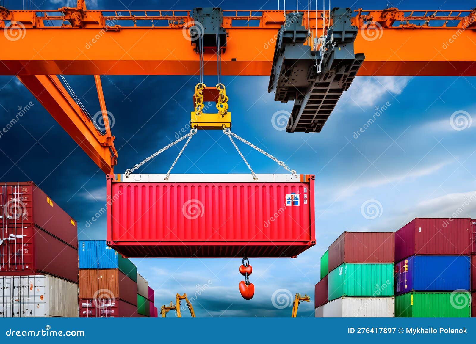 Vessel Loading Industrial Crane Facilitates Cargo Container Placement ...