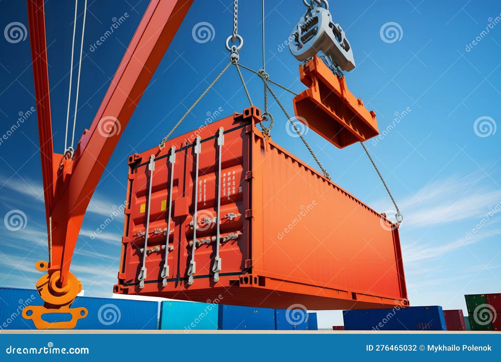 Vessel Loading Industrial Crane Facilitates Cargo Container Placement ...