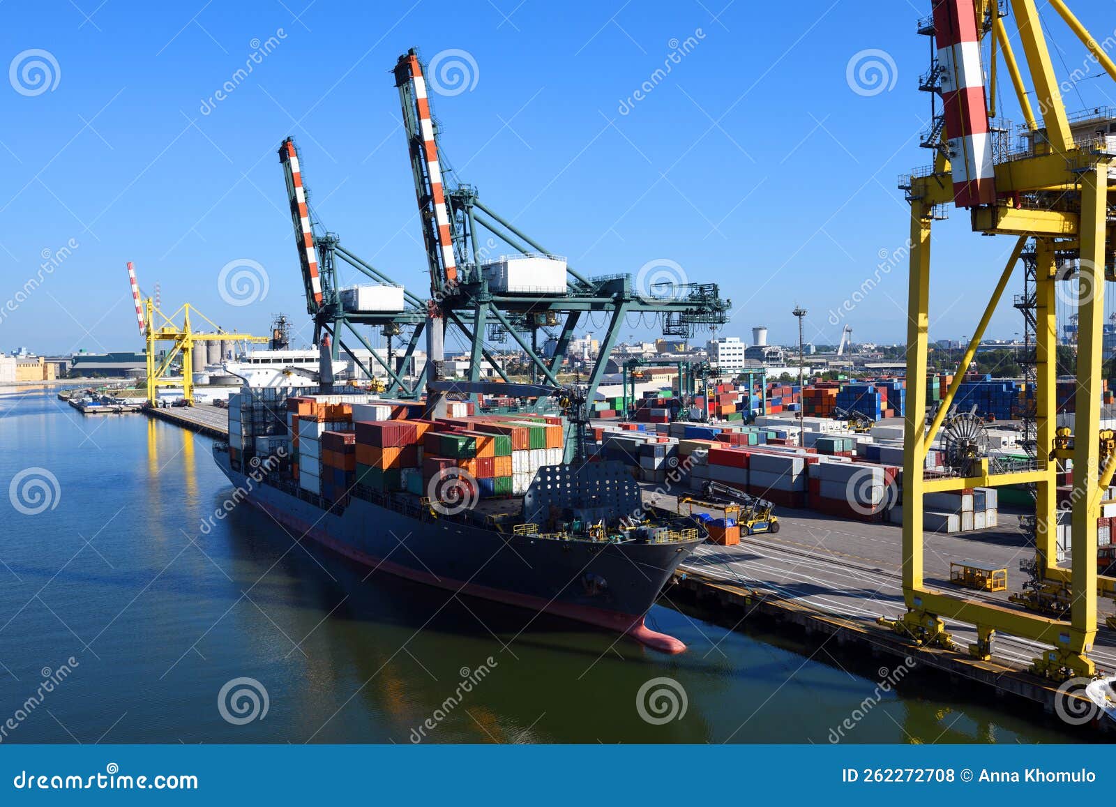 Container vessel at port stock photo. Image of import - 262272708