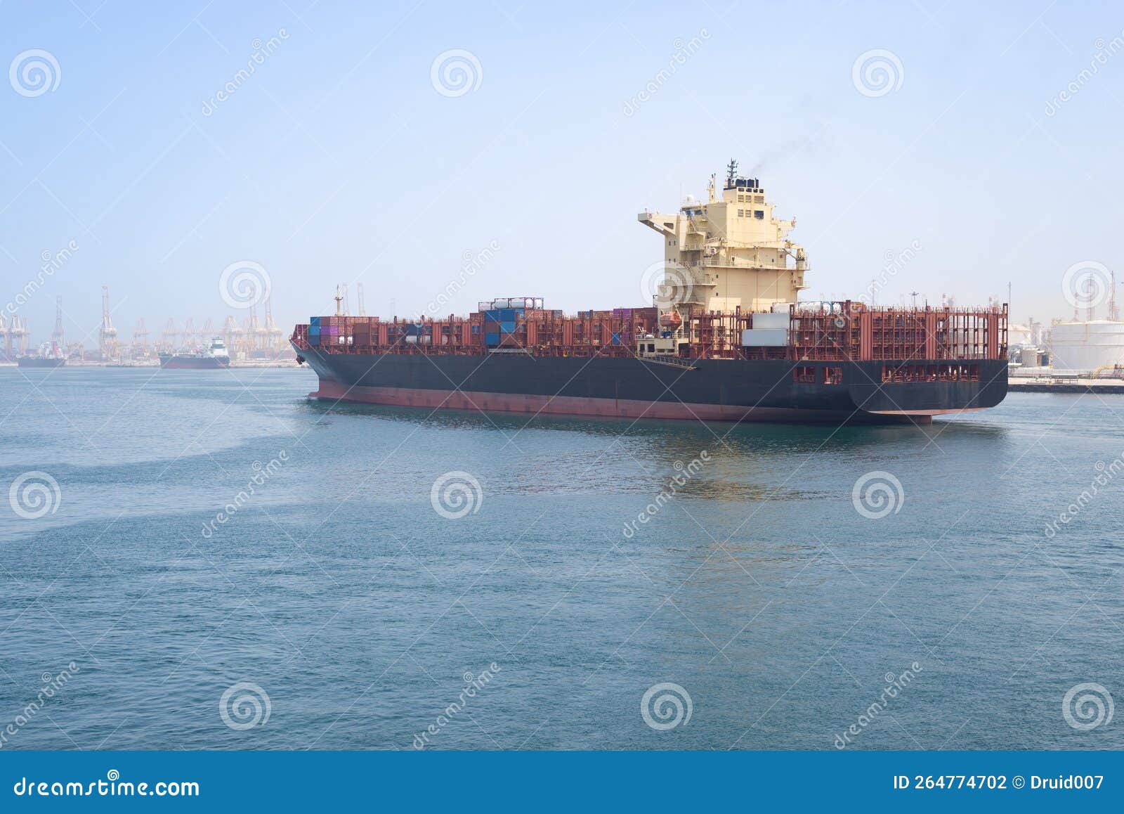 Container vessel stock photo. Image of harbour, draught - 264774702