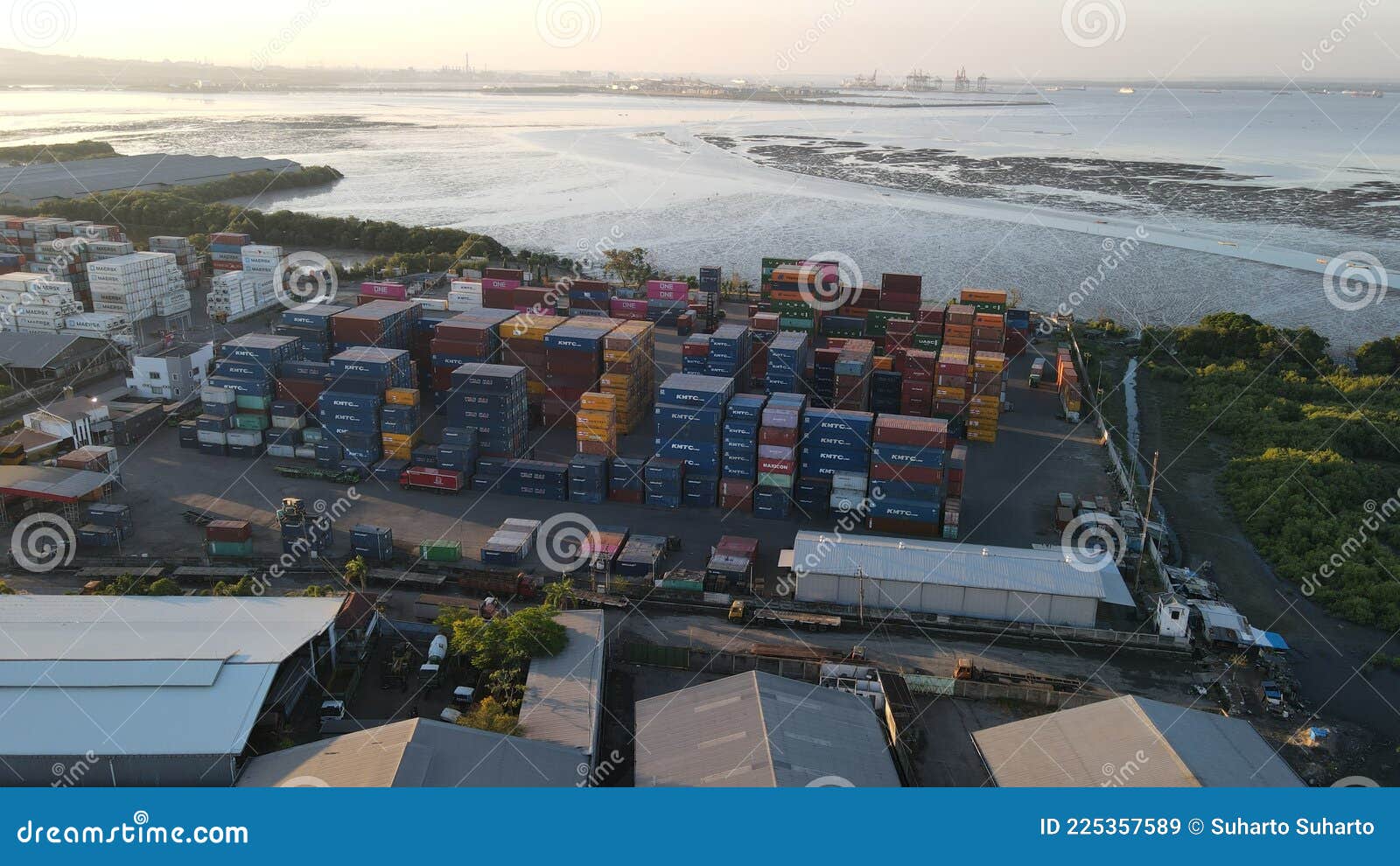 Container Warehousing by the Beautiful Sea Stock Image - Image of ...