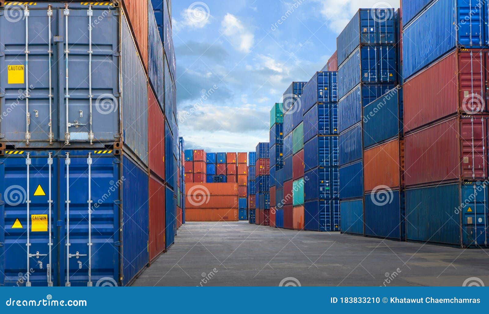 Container Yard in the Business of Import-export Stock Photo - Image of ...