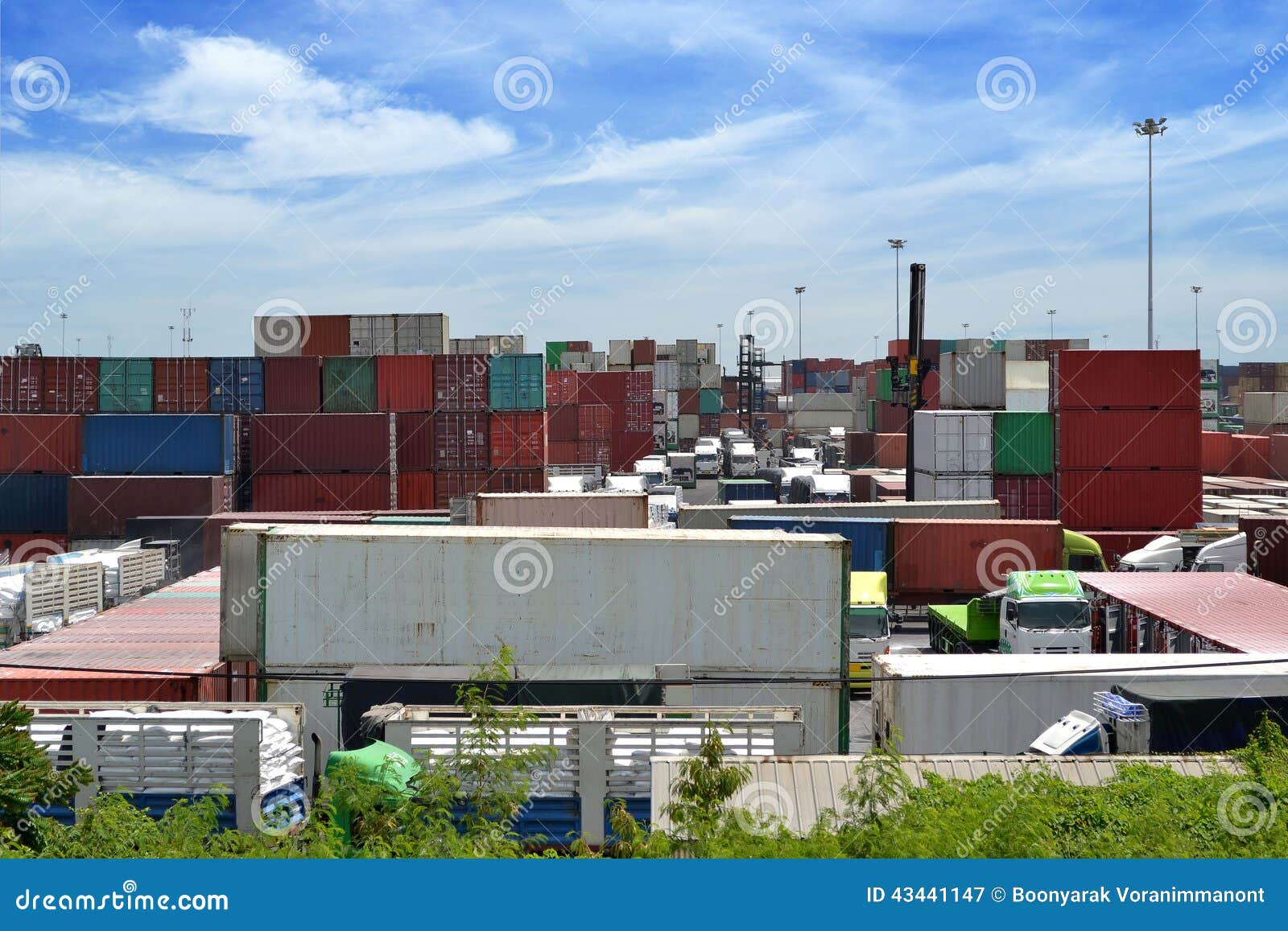 Container yard stock image. Image of forklift, industry - 43441147