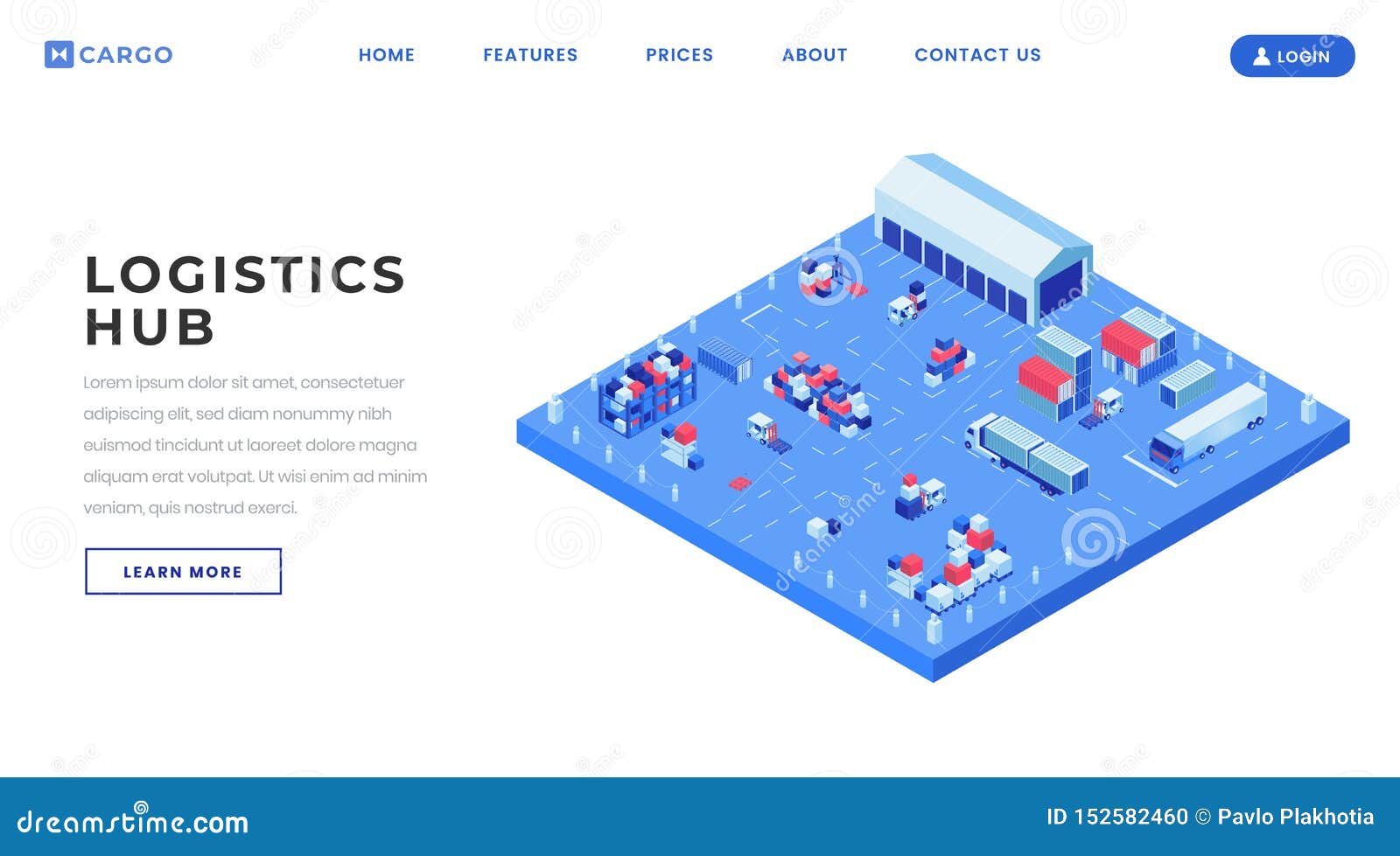 Container Yard Landing Page Vector Template. Shipping Logistics Center ...