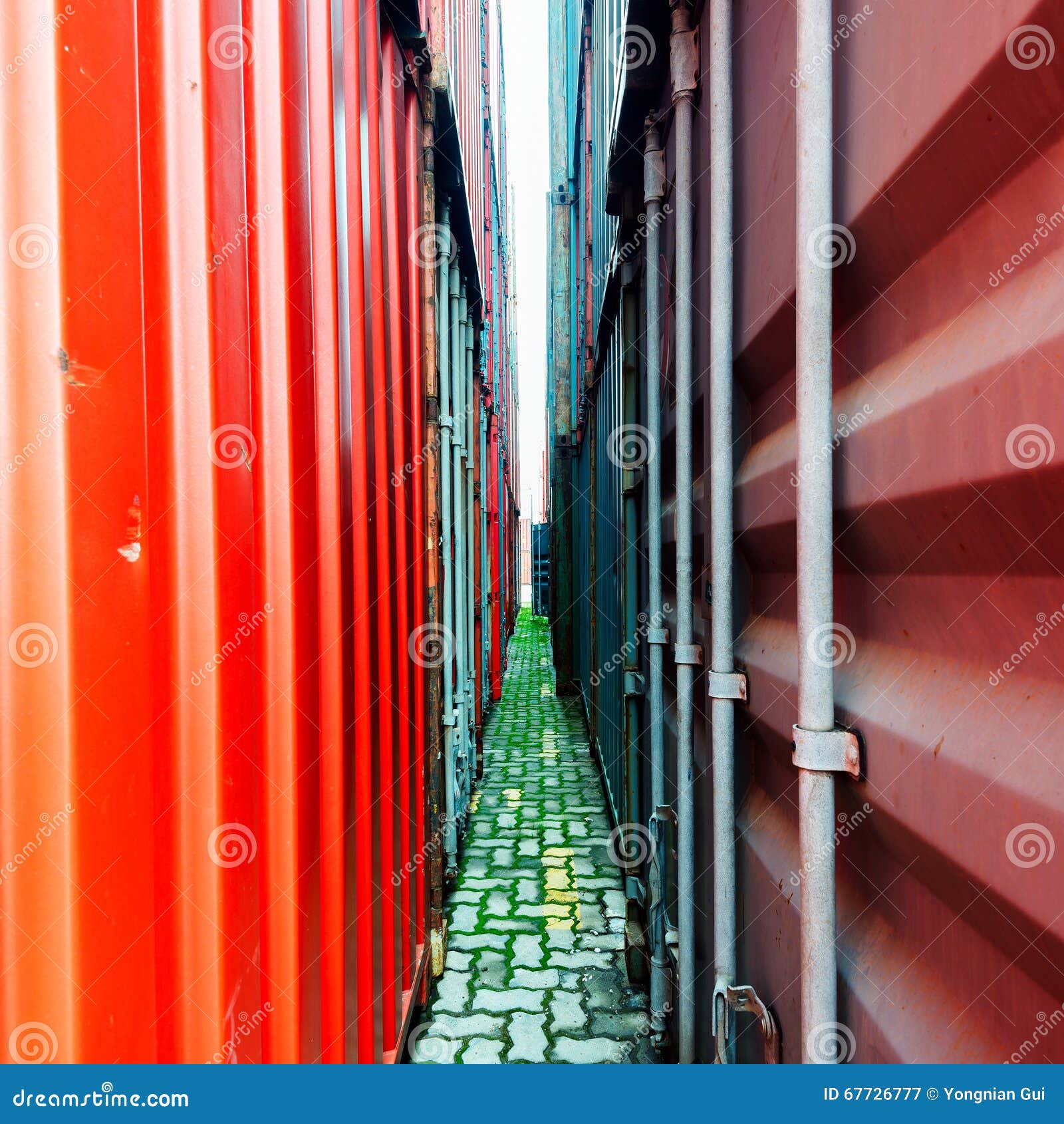 Container yard on the pier stock image. Image of lorry - 67726777