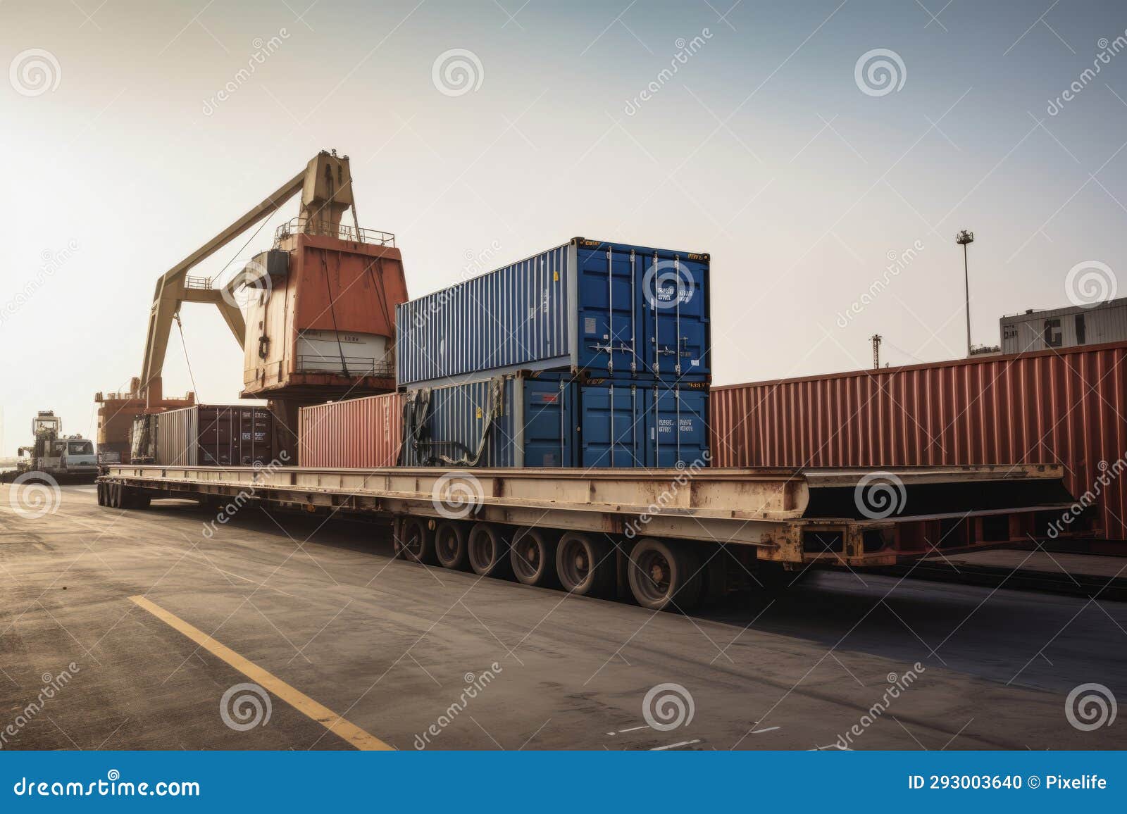 Containers Being Loaded and Unloaded from a Cargo Ship AI Generated ...