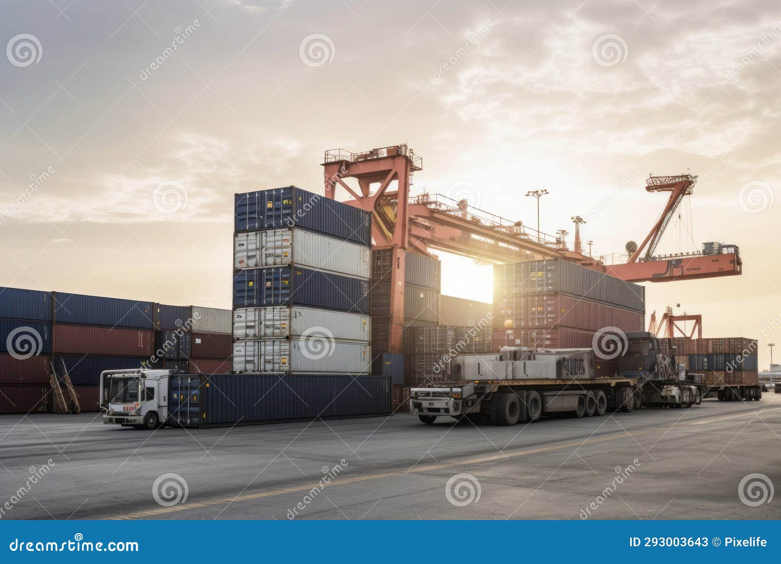 Containers Being Loaded and Unloaded from a Cargo Ship AI Generated ...