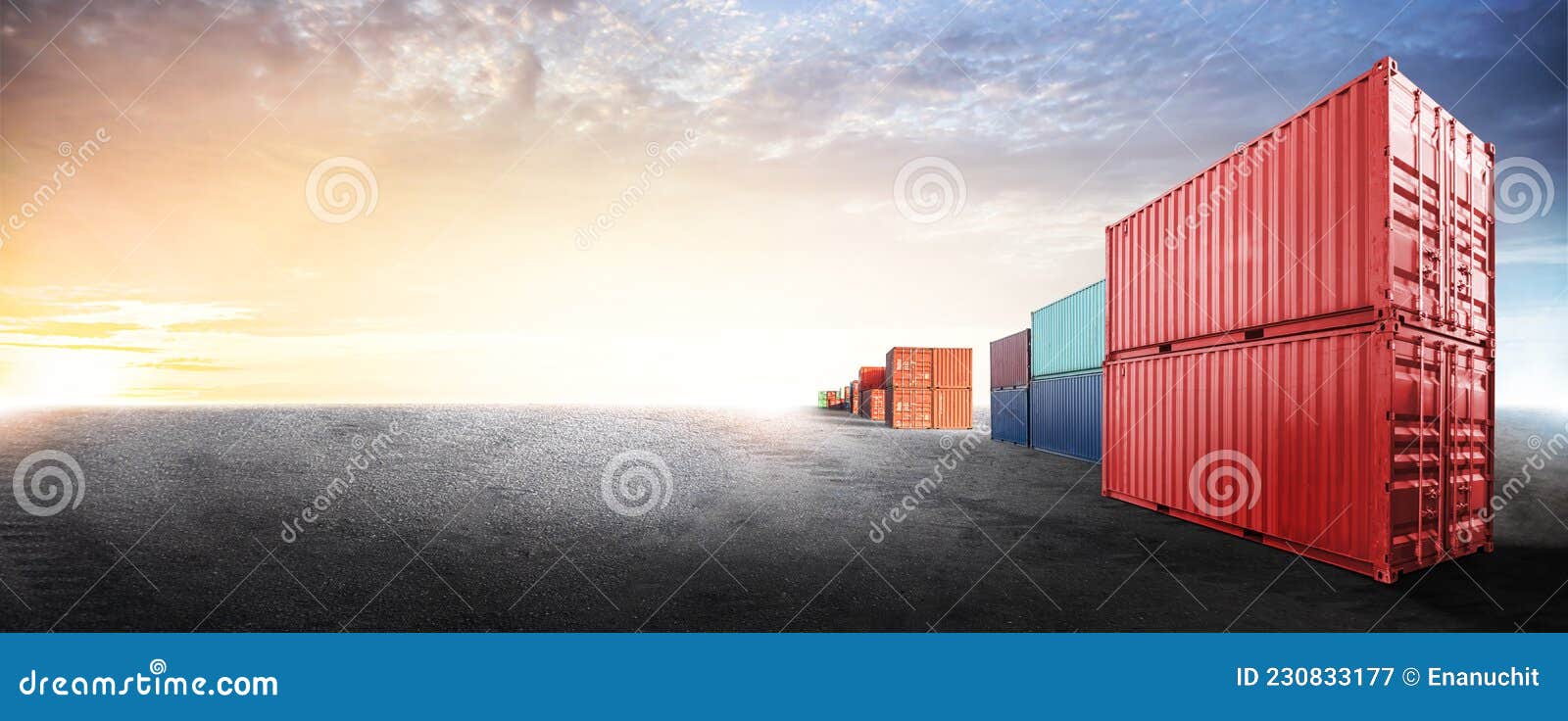 Containers Box from Cargo Freight Ship in Dockyard with Copy Space and ...