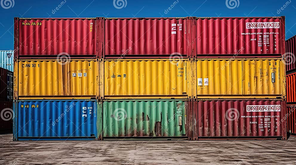 Containers Box from Cargo Freight Ship Generative AI Stock Illustration ...