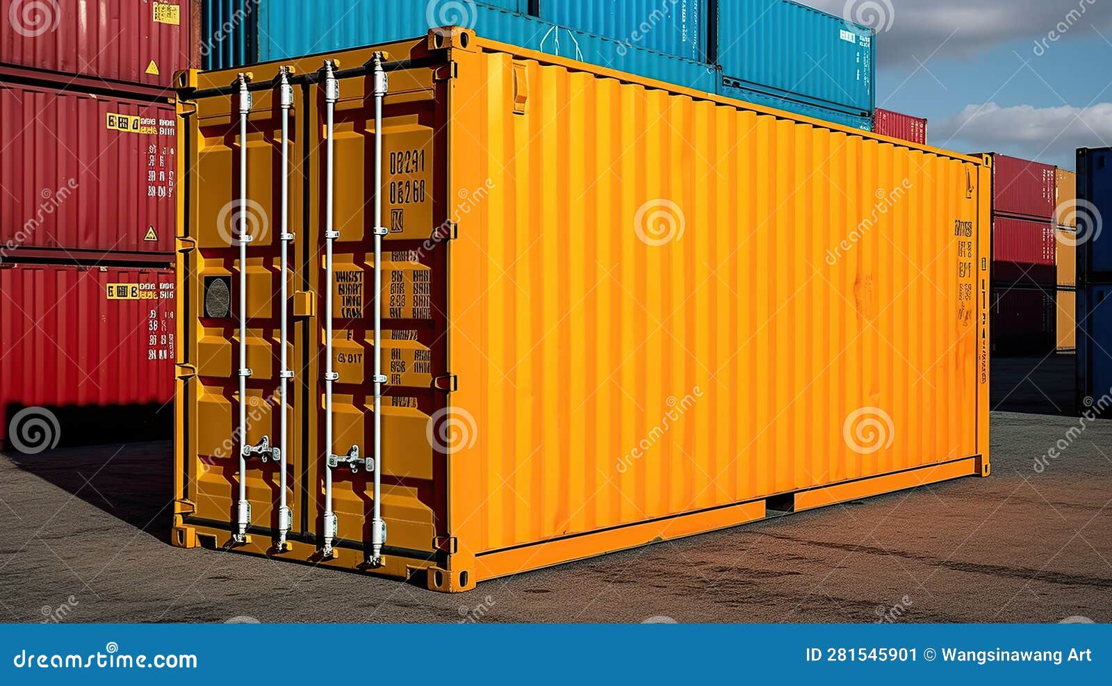Containers Box from Cargo Freight Ship Generative AI Stock Illustration ...