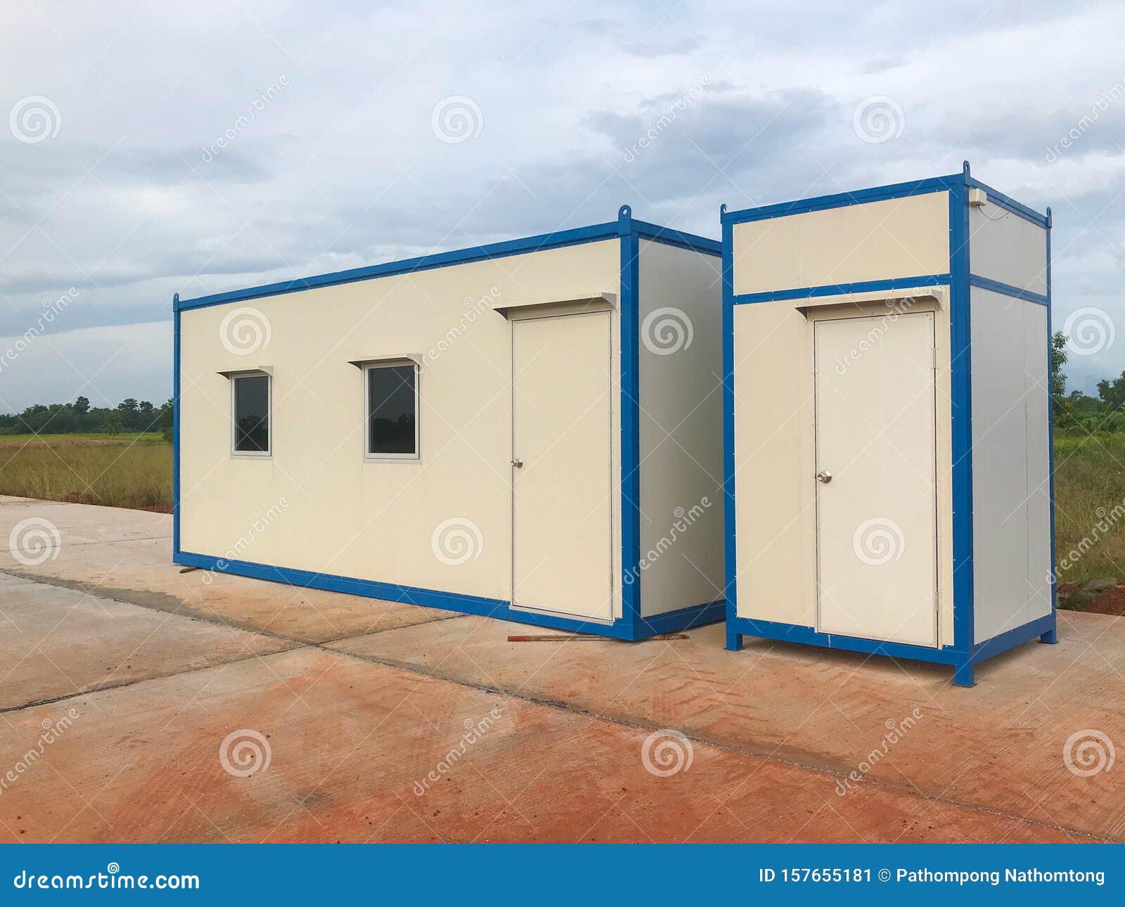 Containers Box at Construction Site Stock Image - Image of construction ...