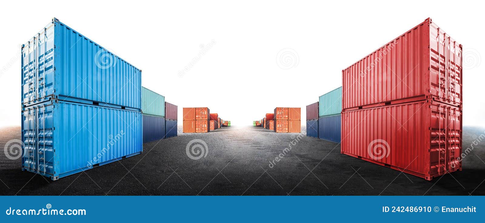 Containers Box Isolated on White Background from Cargo Freight Ship in ...
