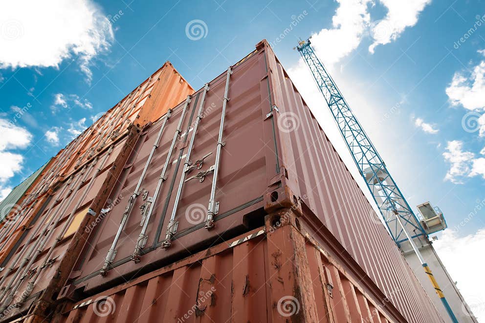 Containers Boxes for Cargo Ship Stock Image - Image of shipping, wing ...
