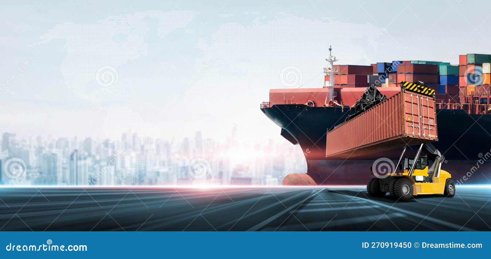 Containers Cargo Freight Ship during Discharging at Industrial Port and ...