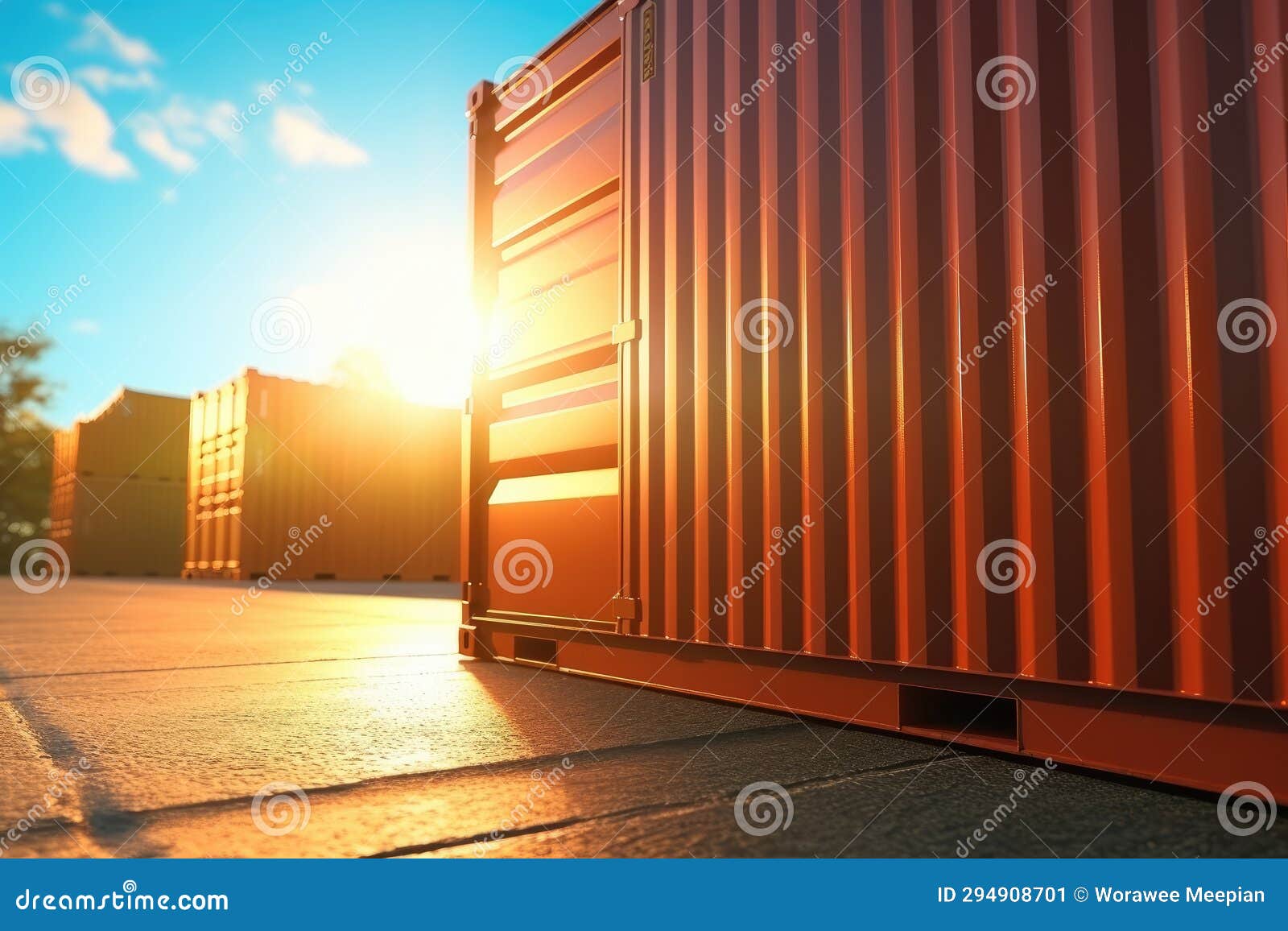 Containers Cargo Ship at Logistic Hub. Generative AI Stock Illustration ...
