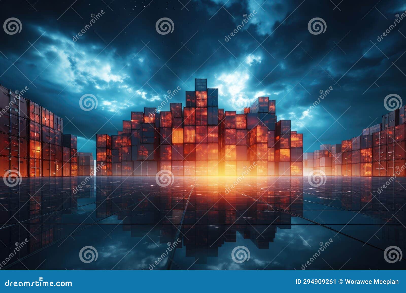 Containers Cargo Ship at Logistic Hub. Generative AI Stock Image ...