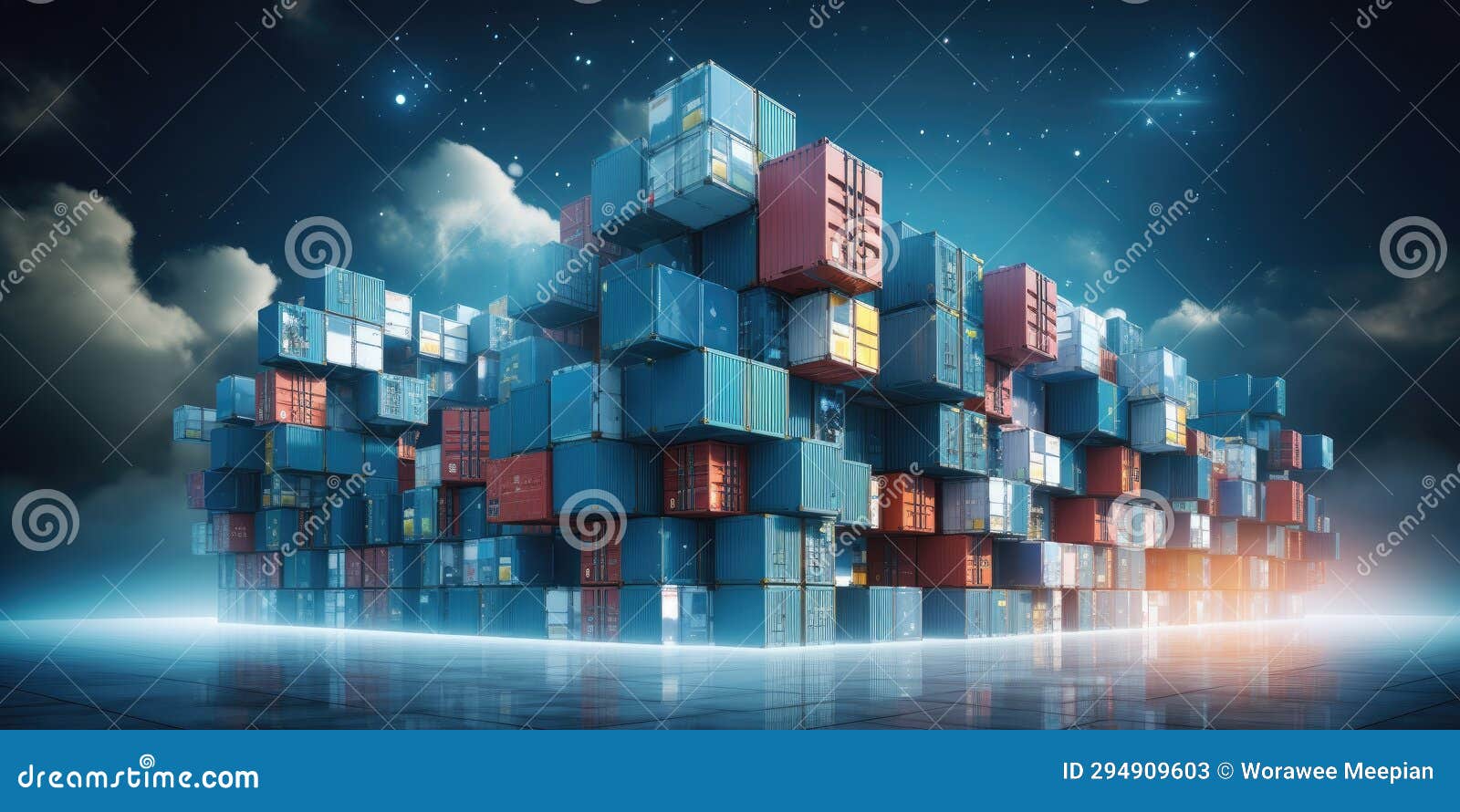 Containers Cargo Ship at Logistic Hub. Generative AI Stock Image ...