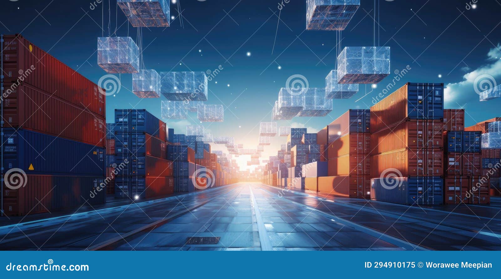 Containers Cargo Ship at Logistic Hub. Generative AI Stock Image ...