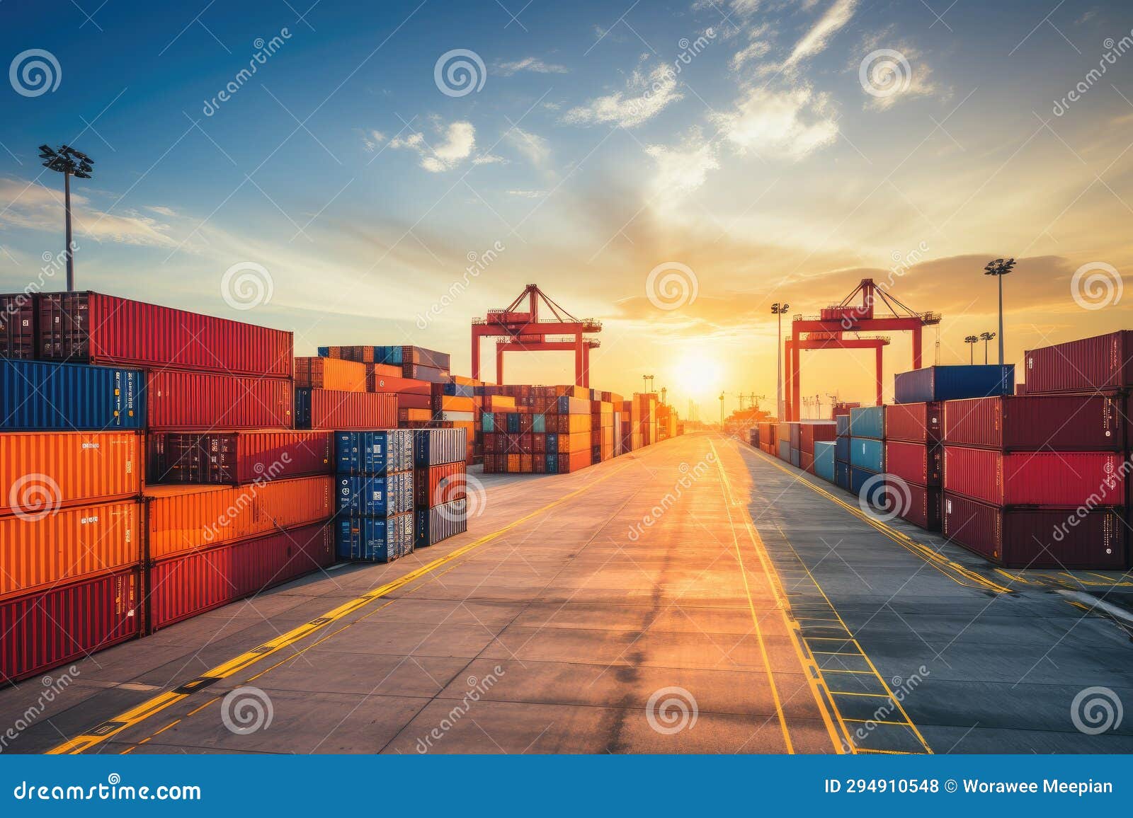 Containers Cargo Ship at Logistic Hub. Generative AI Stock Photo ...
